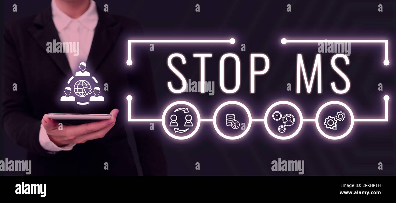 Conceptual display Stop Ms, Word for prevent disease marked by patches ...