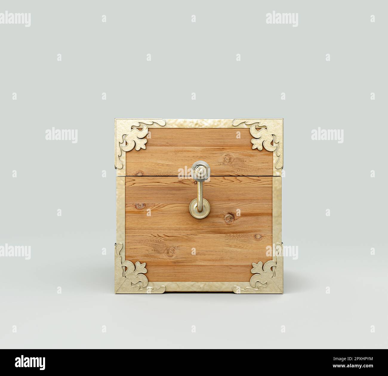 A shut ornate antique open jack-in-the-box mad of wood and gold ...