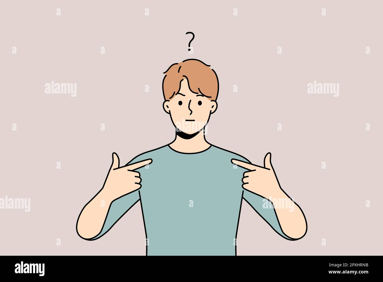 Frustrated young man feel confused point at himself. Unhappy guy ...