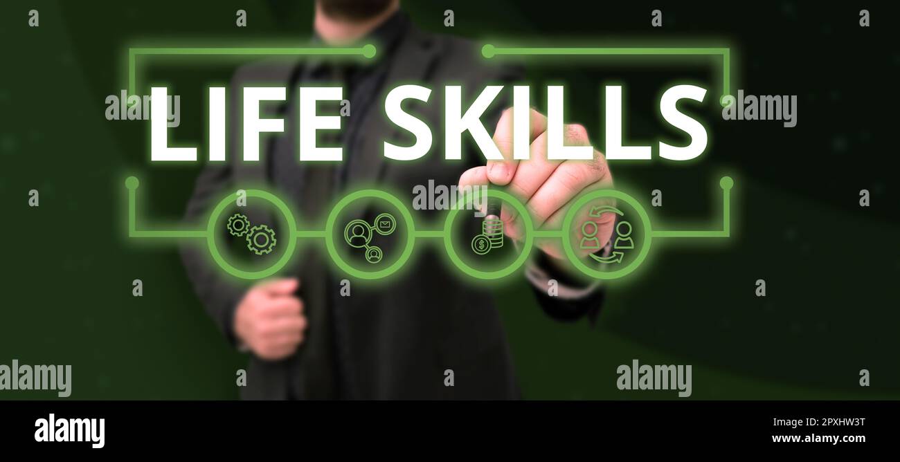 Hand writing sign Life Skills, Business showcase that is necessary or ...