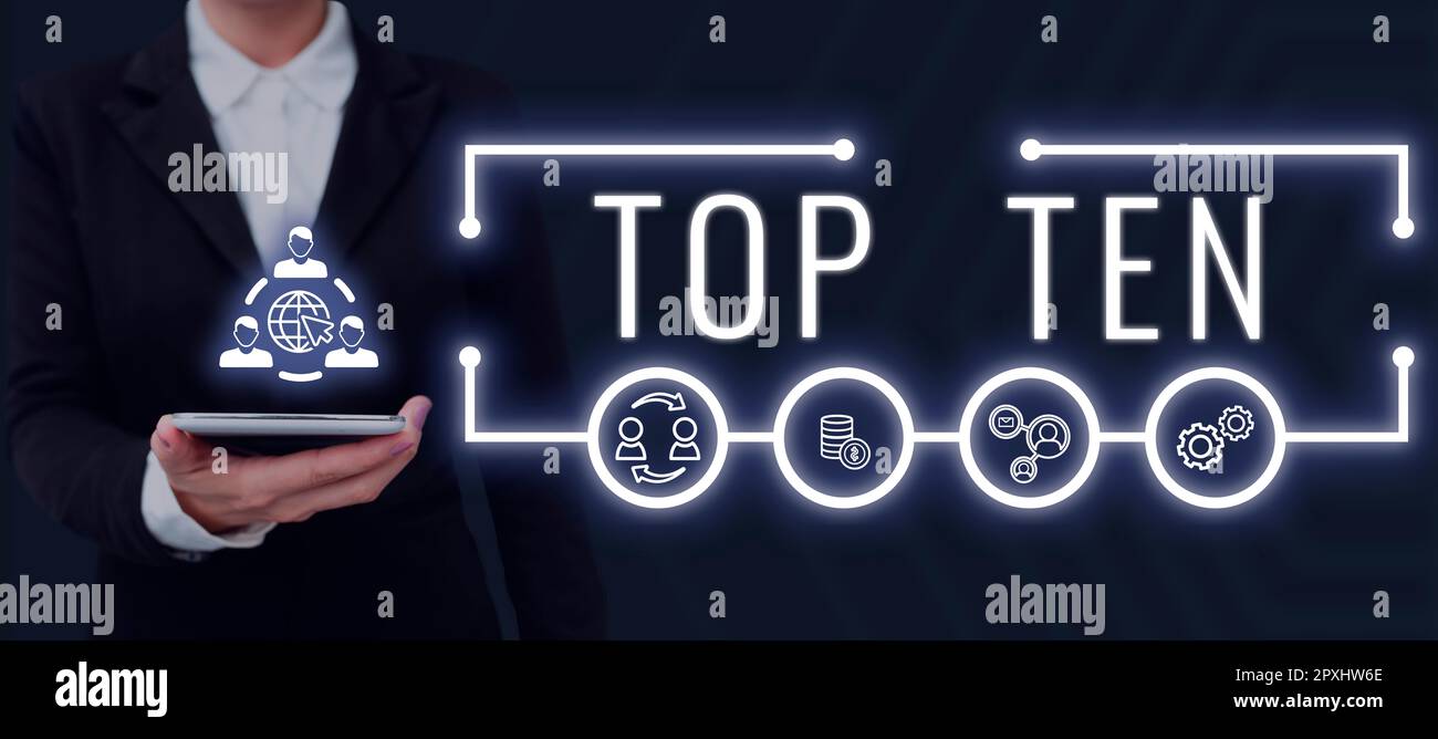Conceptual display Top Ten, Business concept the ten most popular songs ...