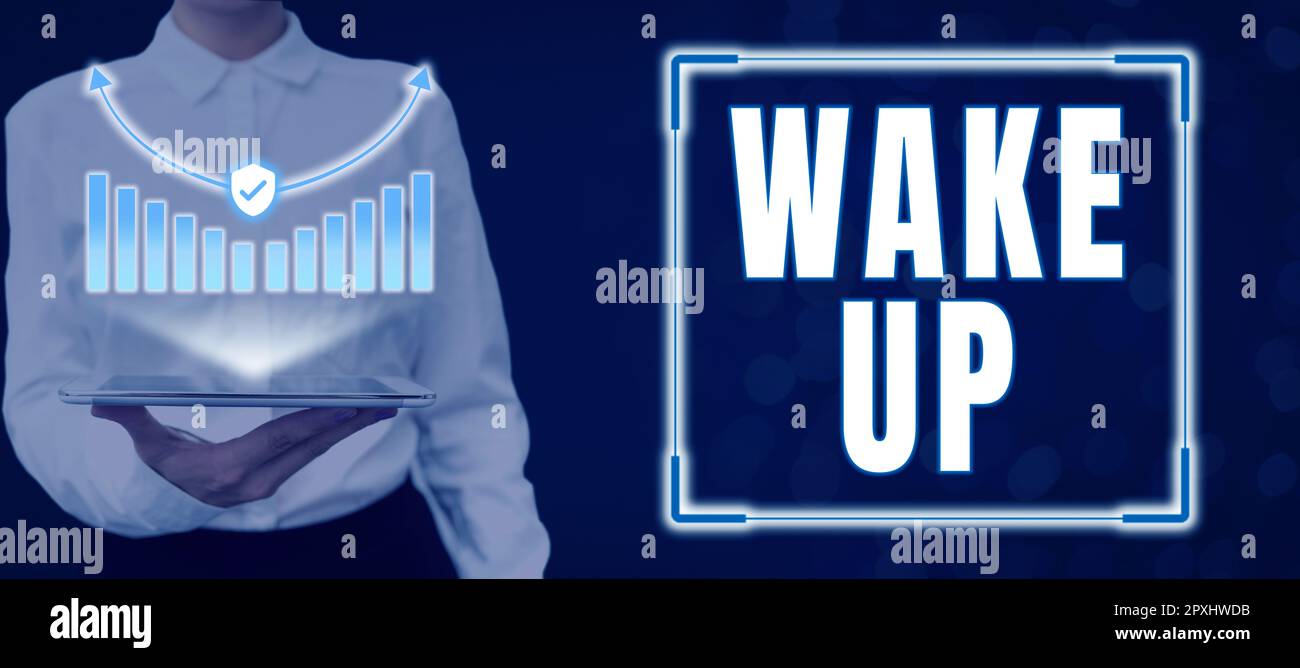 Conceptual caption Wake Up, Business showcase an instance of a person ...