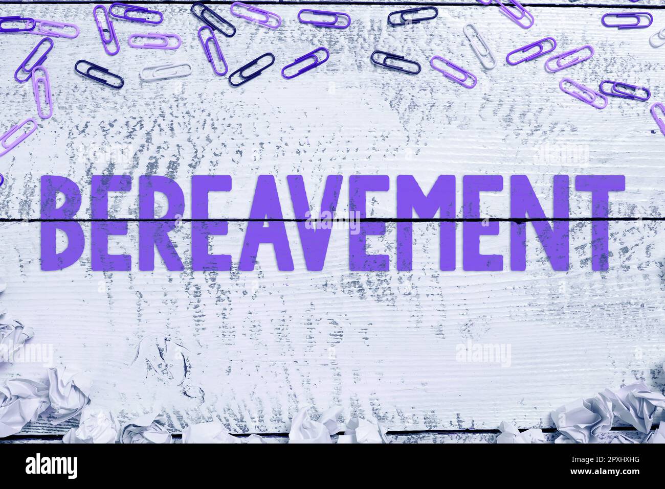 Hand writing sign Bereavement, Word Written on a period of mourning ...