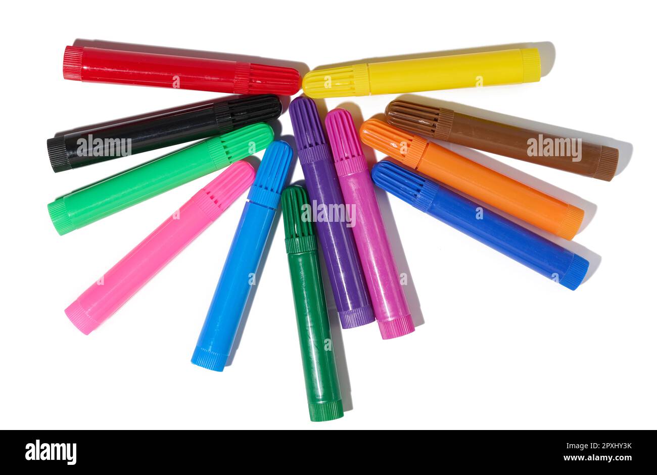 Stack of multicolored felt-tip pens isolated on white background Stock ...