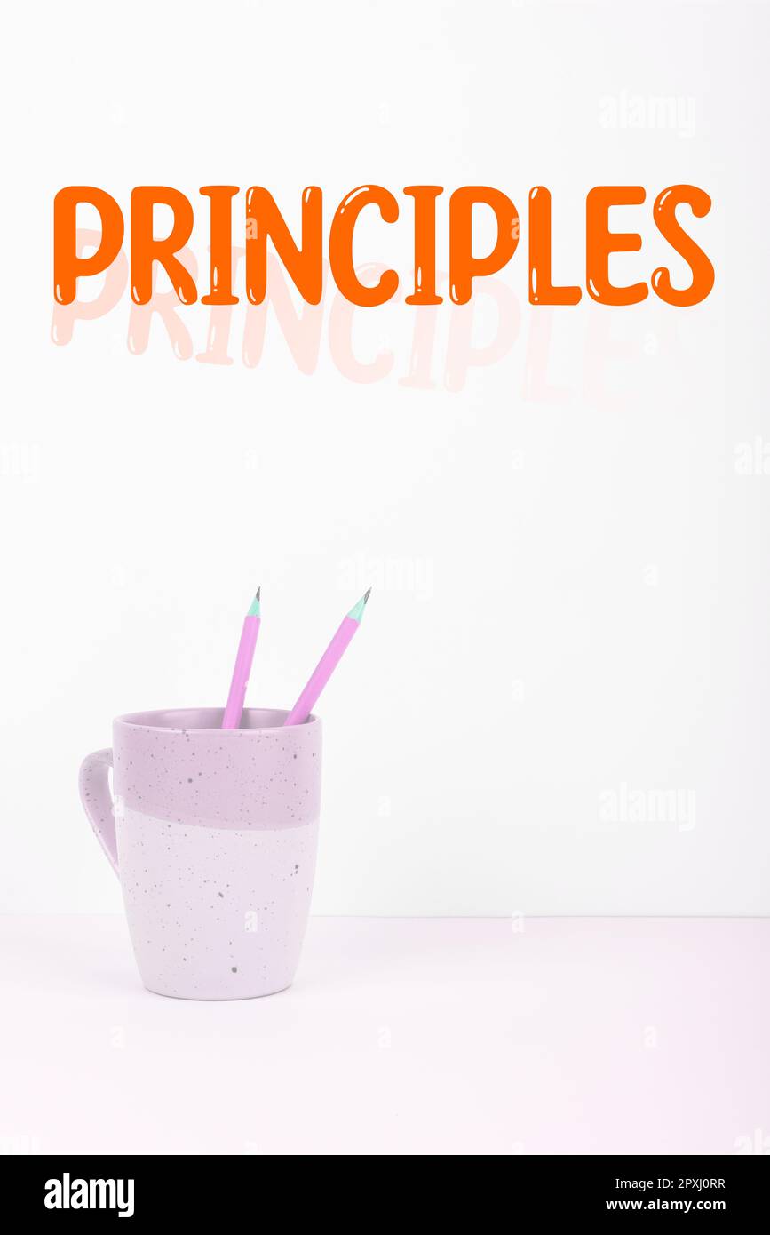 Handwriting text Principles, Business idea fundamental truth that ...