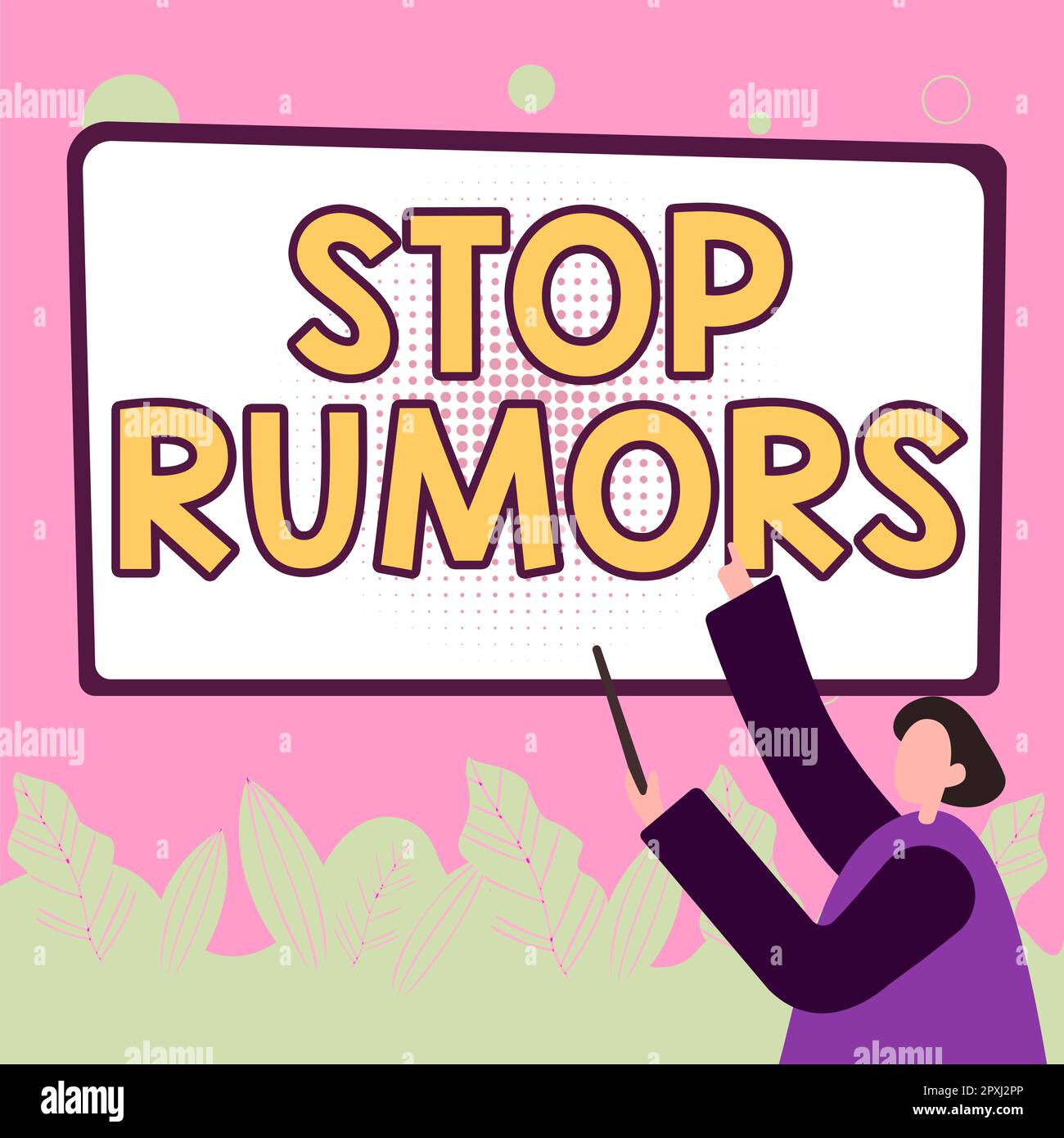 Writing displaying text Stop Rumors, Business overview put an end ...