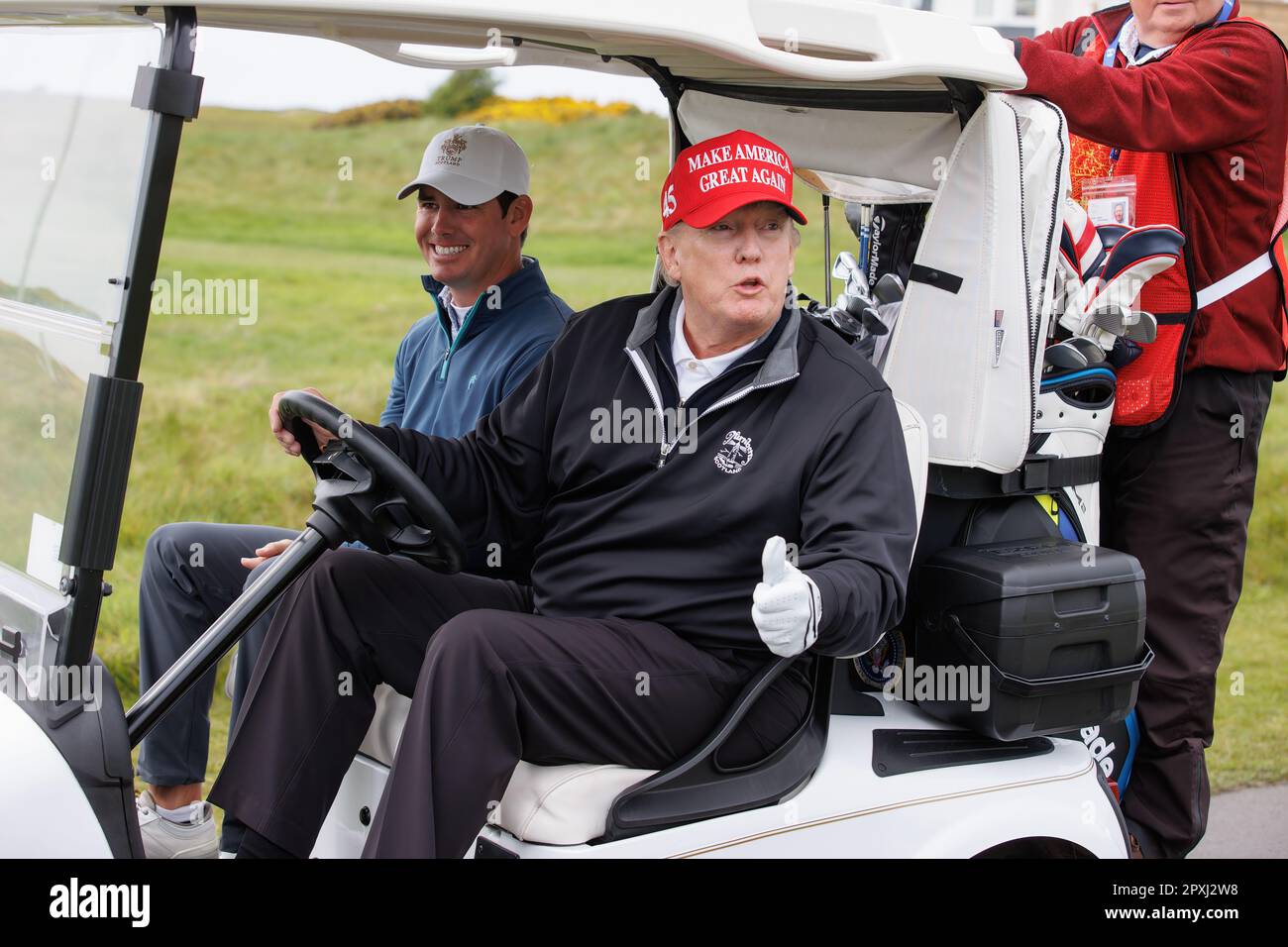 Former US president Donald Trump before playing golf at Turnberry golf ...