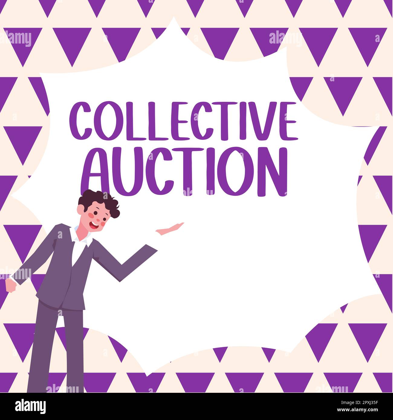 Hand writing sign Collective Auction, Business overview Gathering and ...