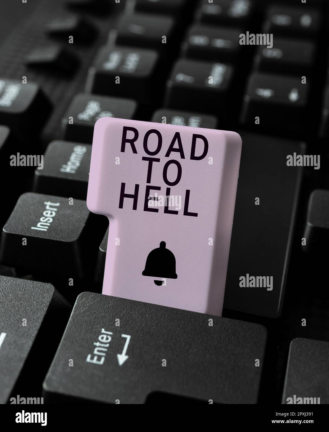 Sign displaying Road To Hell, Word Written on Extremely dangerous ...