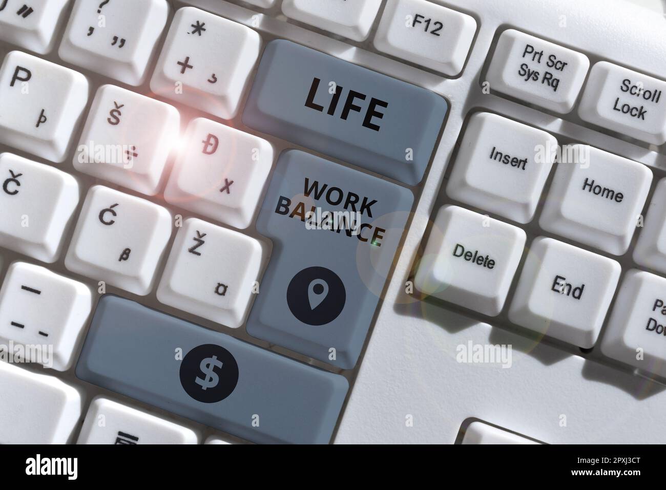 Hand writing sign Life Work Balance, Business showcase stability person ...