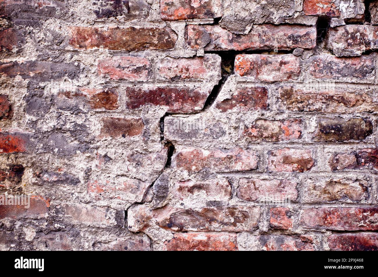 A close-up view of an old cracked wall in the masonry Stock Photo - Alamy