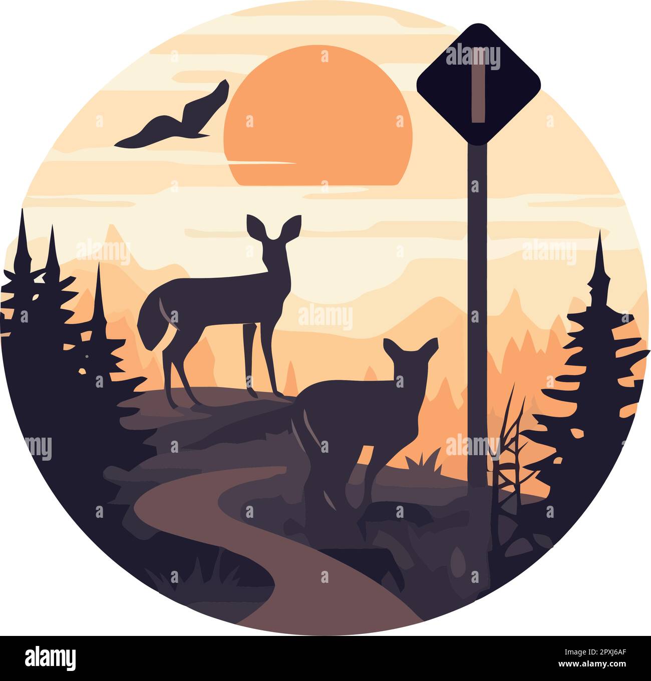 Flat grass deer Stock Vector Images - Alamy