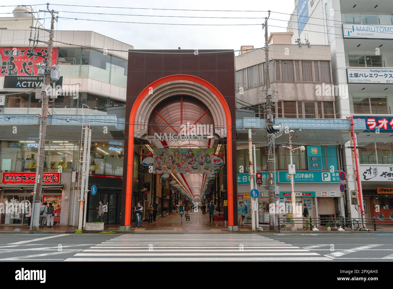 Shizuoka, Japan - April 7, 2023 : Numazu Nakamise arcade shopping ...