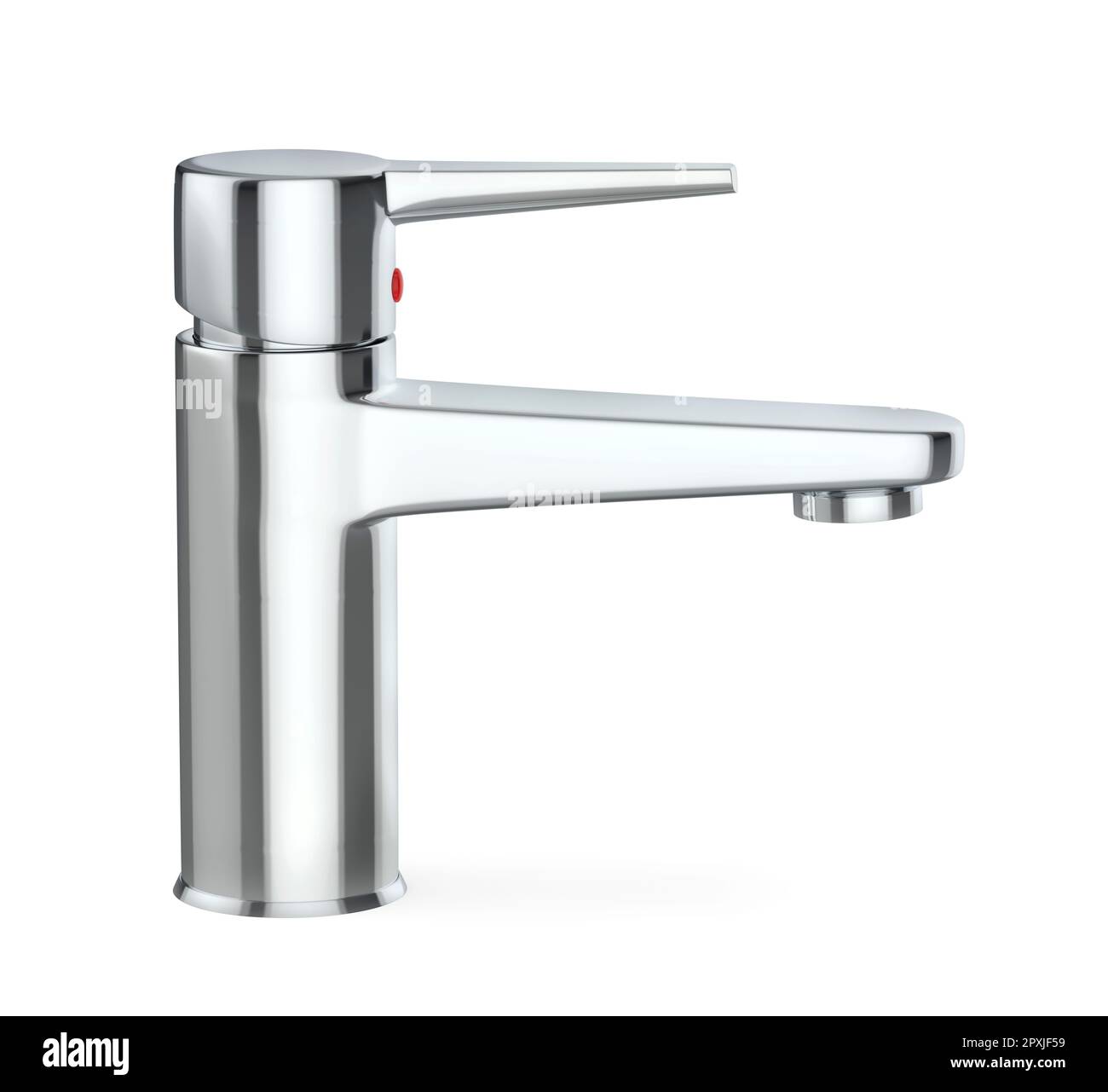Silver bathroom faucet on white background, side view Stock Photo - Alamy