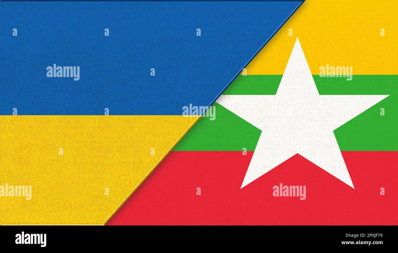 Flags of Ukraine and Myanmar. Ukrainian and Burma state symbols ...