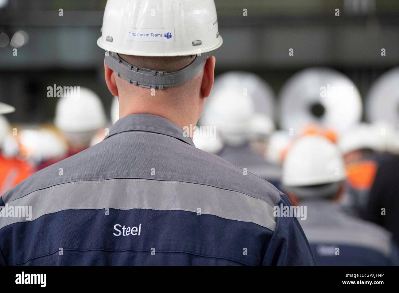 Steel worker with helmet, general, feature, edge motif, symbolic photo ...