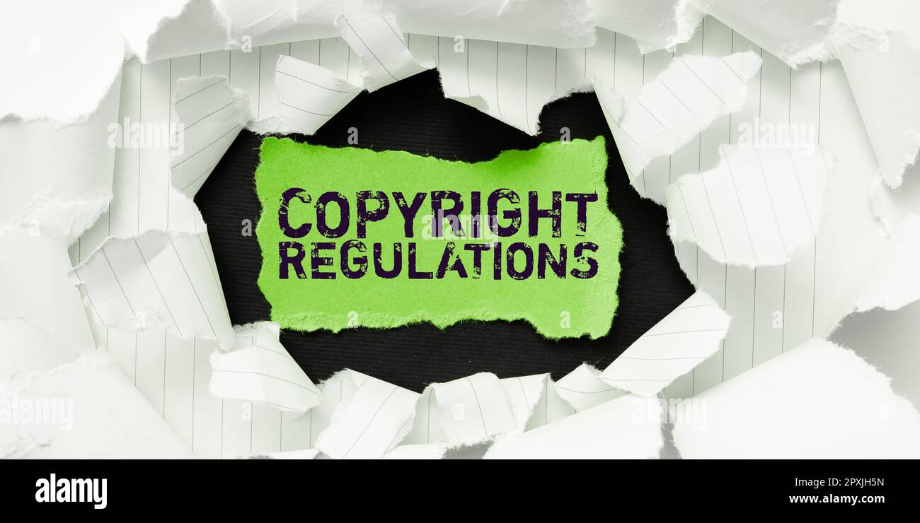 Text caption presenting Copyright Regulations, Word for body of law ...