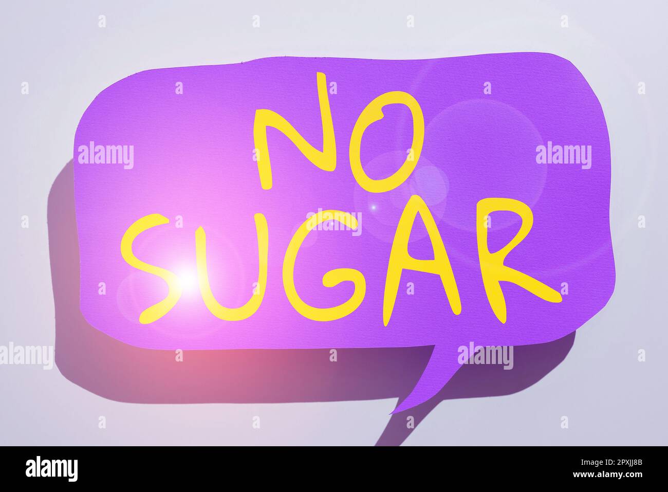 Hand writing sign No Sugar, Word for has been left behind and replaced ...