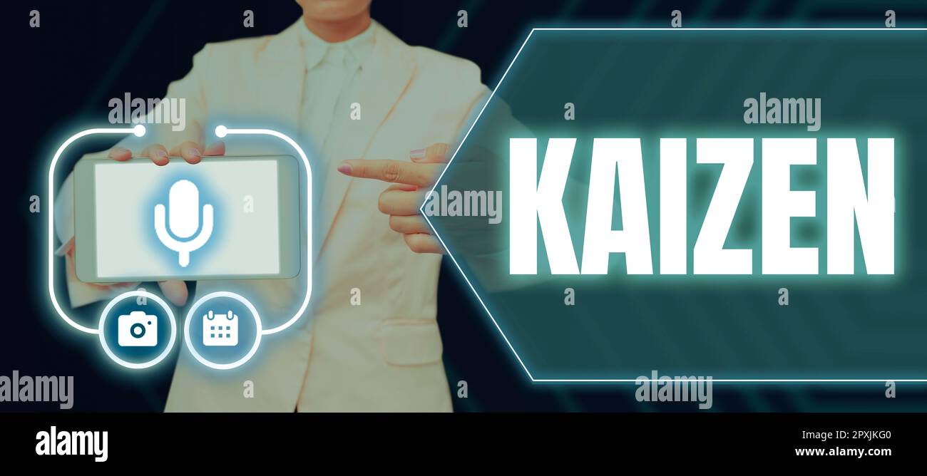 Hand writing sign Kaizen, Business approach a Japanese business ...