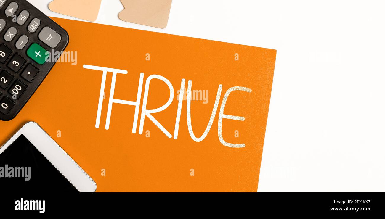 Inspiration showing sign Thrive, Business approach Think positively ...