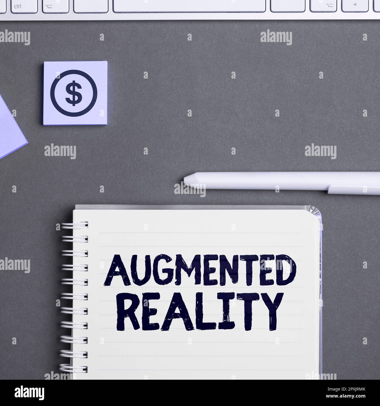 Text caption presenting Augmented Reality, Word Written on technology ...