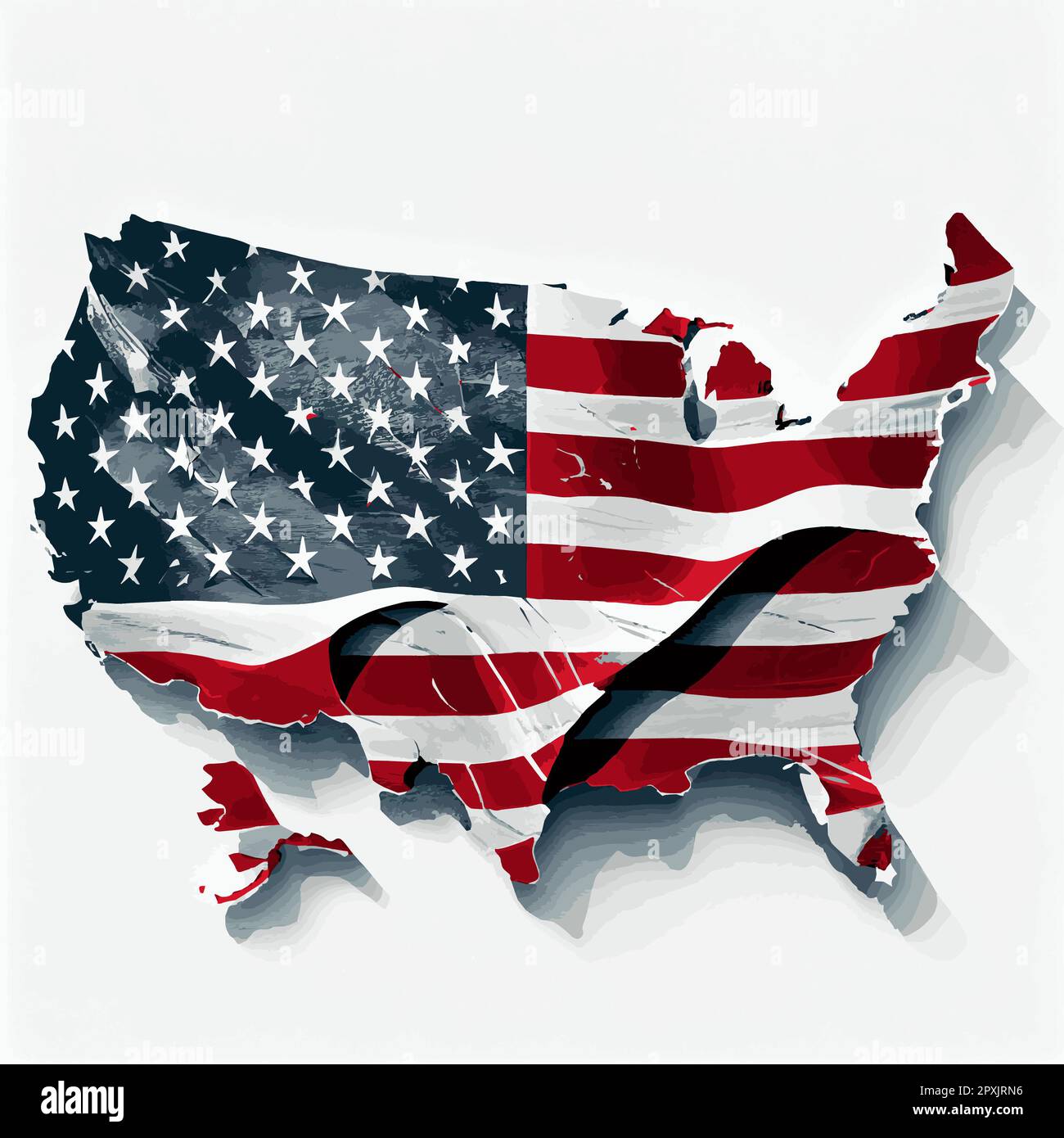 Realistic abstract flag of USA in the form of a map of america ...