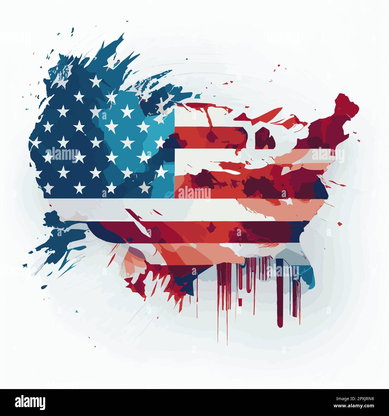 Realistic abstract flag of USA in the form of a map of america ...