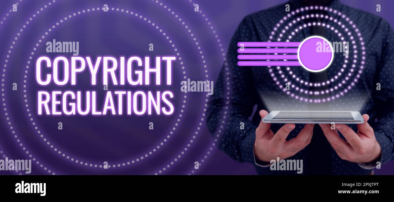 Hand writing sign Copyright Regulations, Business overview body of law ...