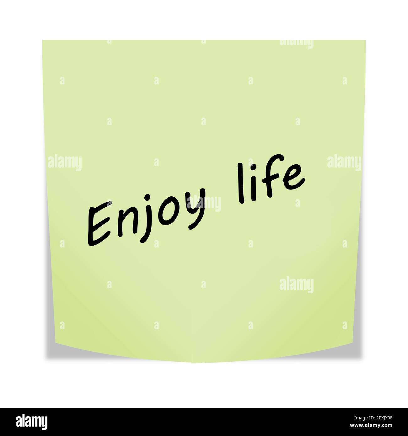 An Enjoy life 3d illustration post note reminder on white with clipping ...