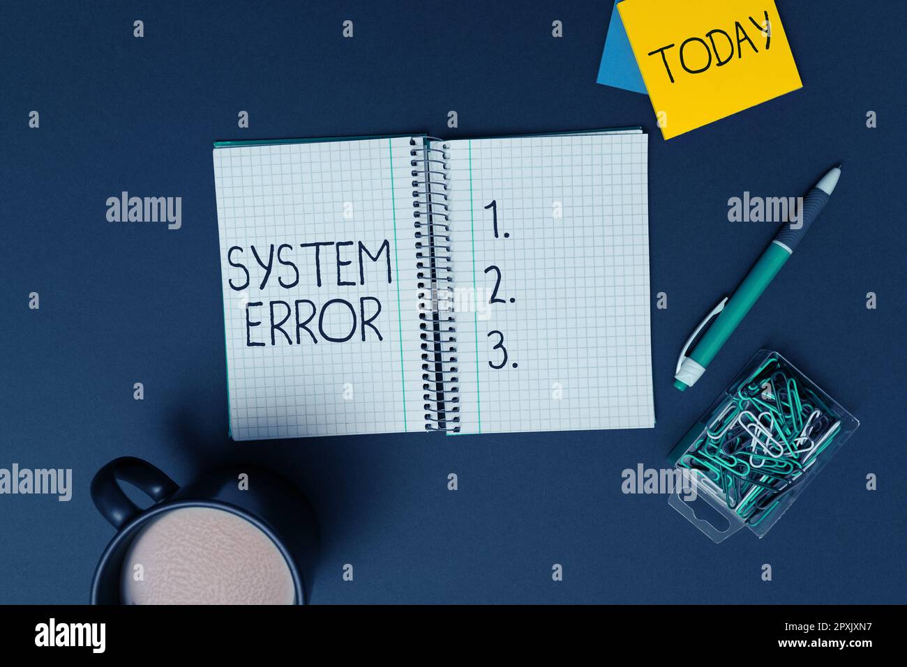 Hand writing sign System Error, Internet Concept Technological failure Software collapse crash ...