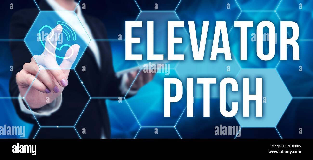 Conceptual caption Elevator Pitch, Word for A persuasive sales pitch ...