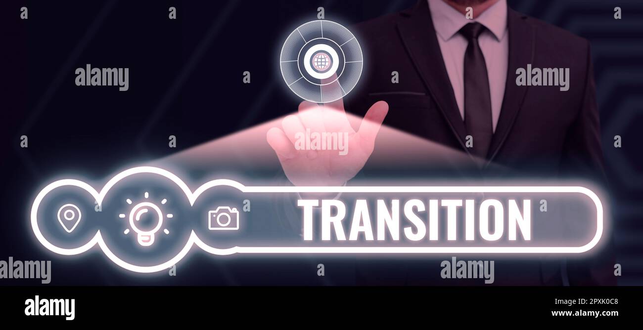 Hand writing sign Transition, Word Written on a dramatic or sweeping ...