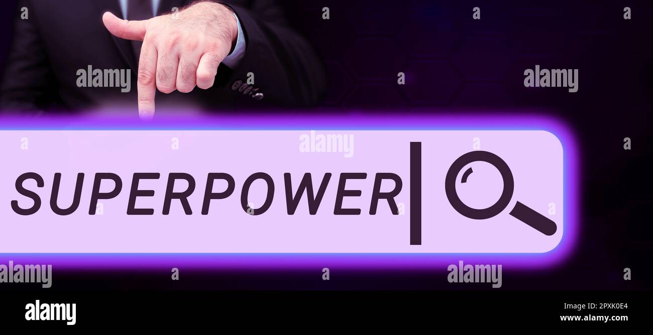 Conceptual caption Superpower, Concept meaning a power or ability of a ... Conceptual caption Superpower, Concept meaning a power or ability of a ...