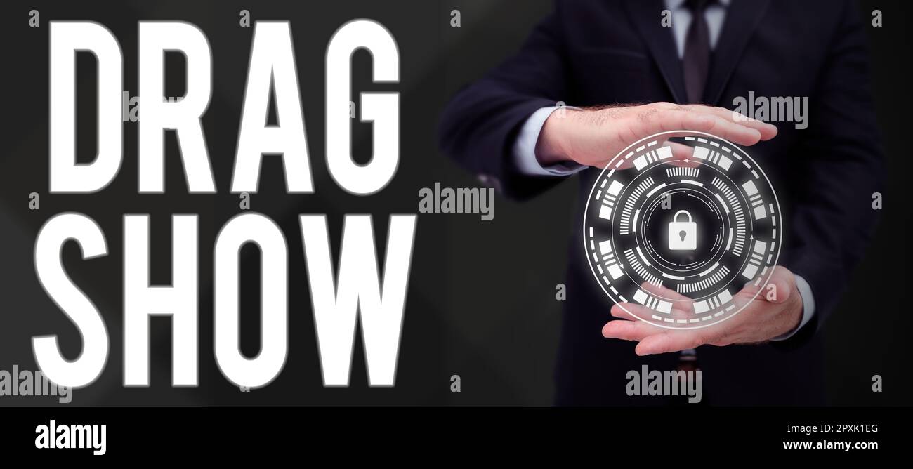 Conceptual caption Drag Show, Word for competitive event where two cars ...