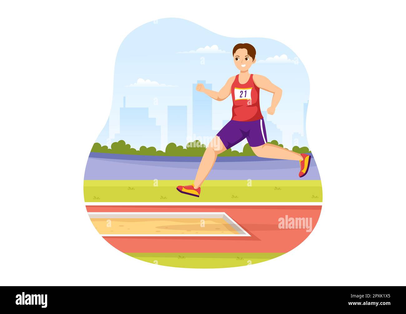 Long Jump Illustration with Athlete Doing Jumps in Sand Pit for Web ...
