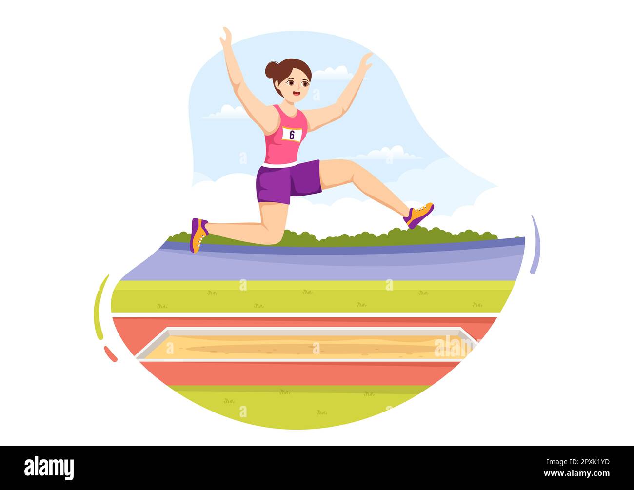 Long Jump Illustration with Athlete Doing Jumps in Sand Pit for Web ...