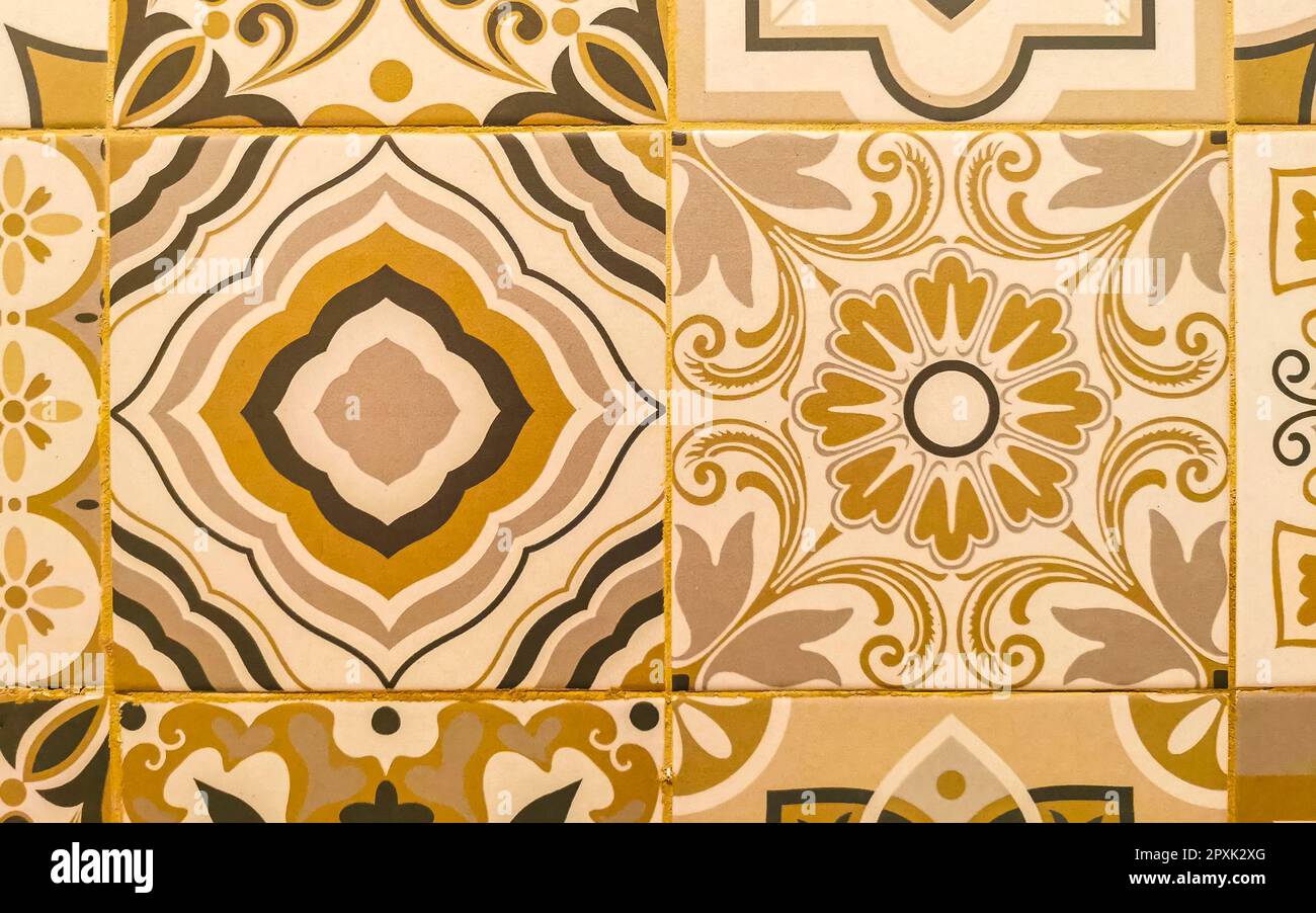Orange and cream wall tile texture with patterns in Playa del Carmen ...