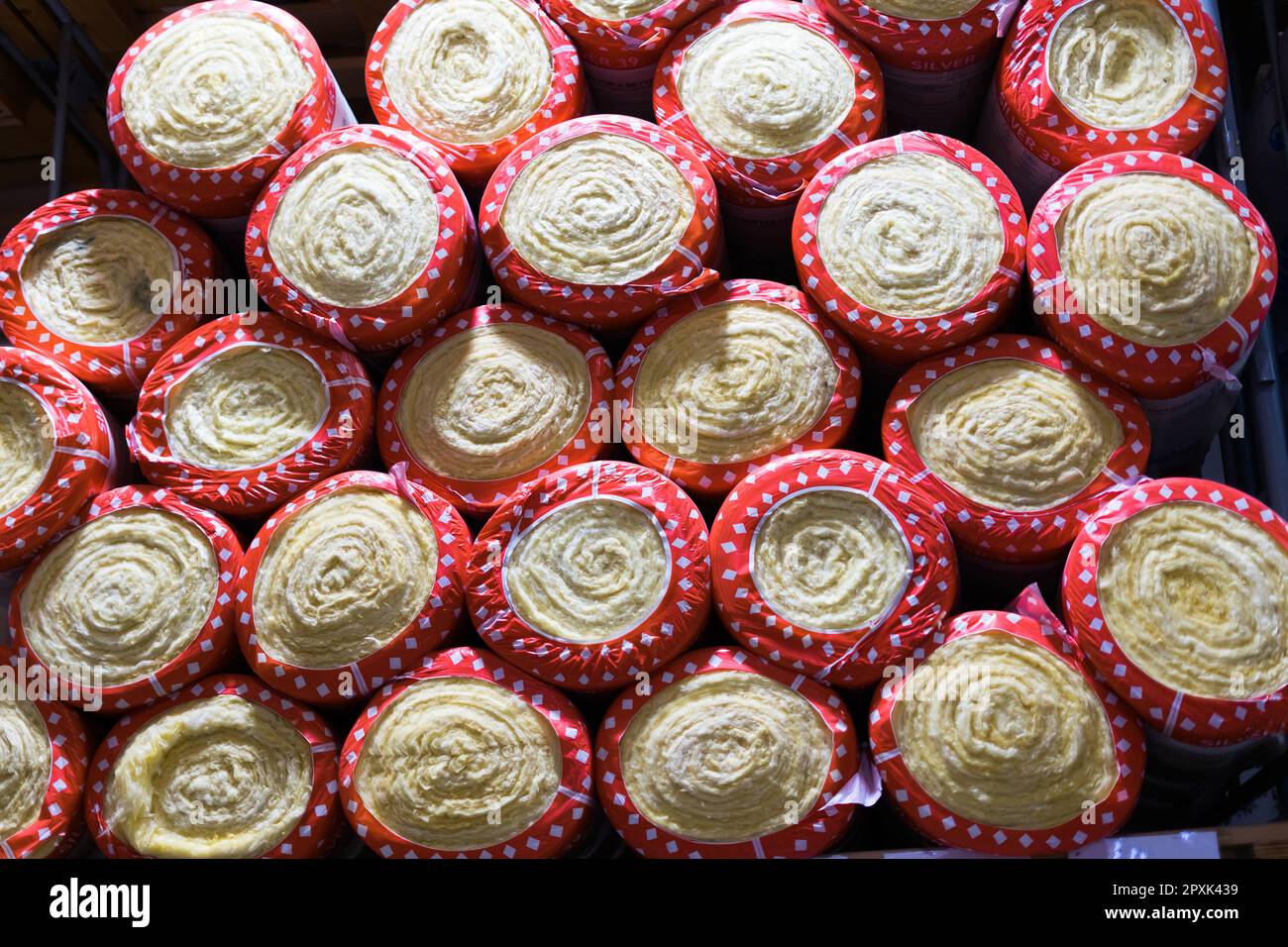 Thermal insulation material, rock wool is wrapped in foil. Rock wool ...