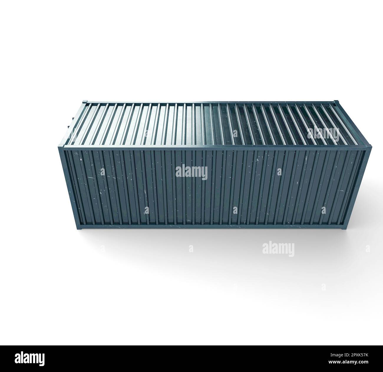 A shipping container with shut doors and a locking mechanism on an ...