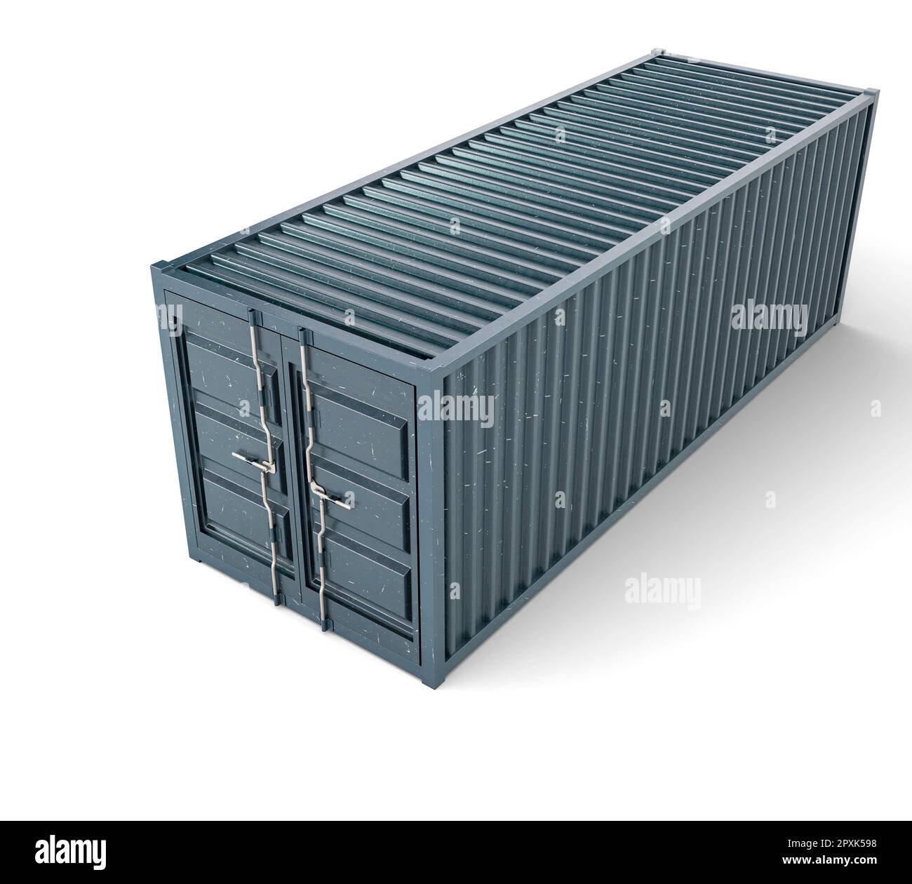 A shipping container with shut doors and a locking mechanism on an ...