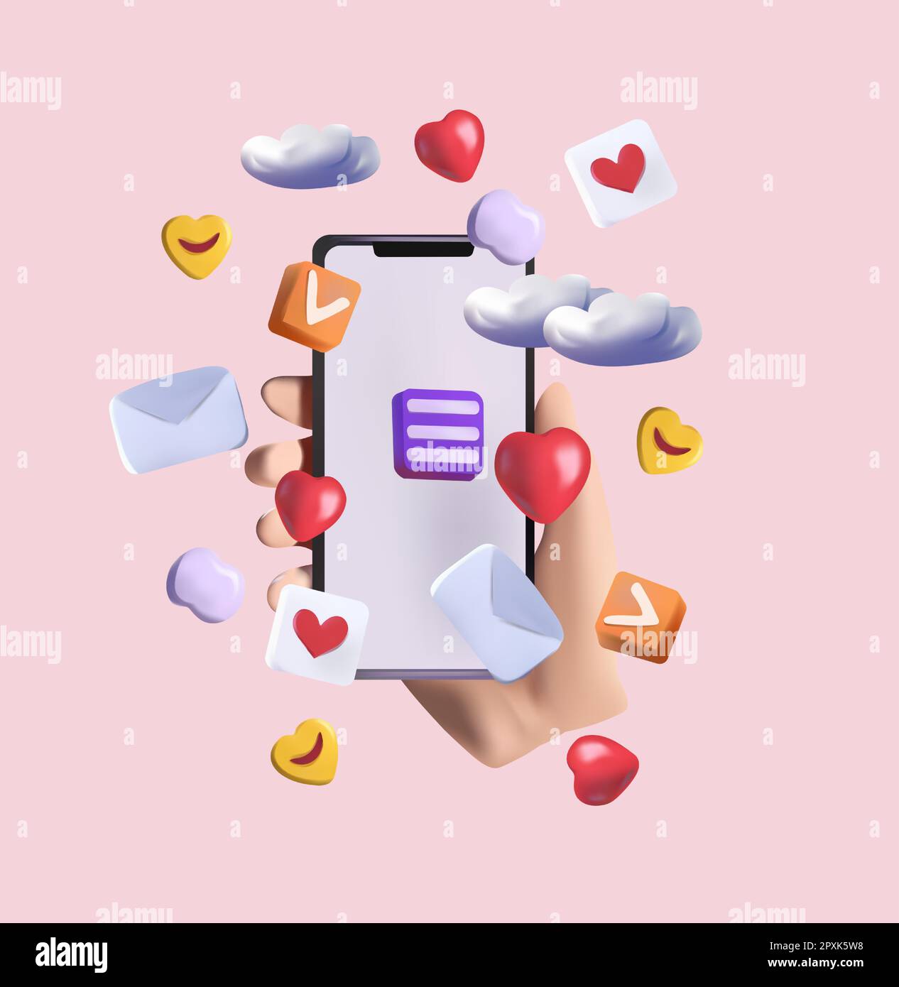 Innovative 3D concept for a virtual social networking platform. A hand ...