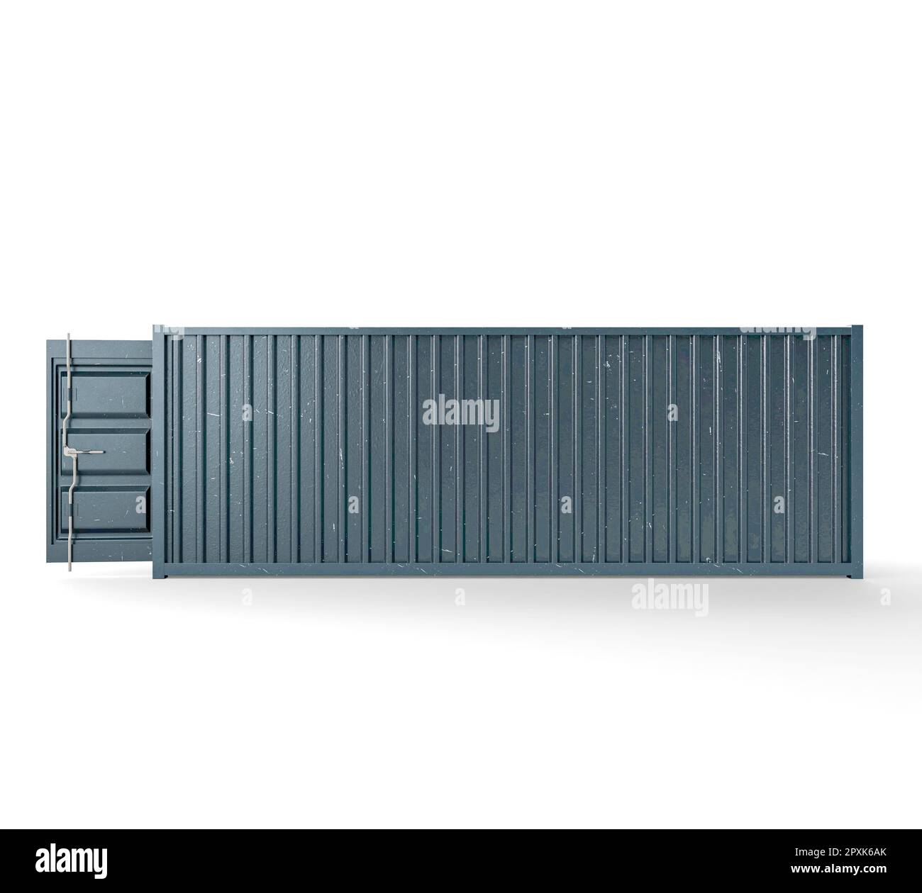 A shipping container with open doors and a locking mechanism on an ...