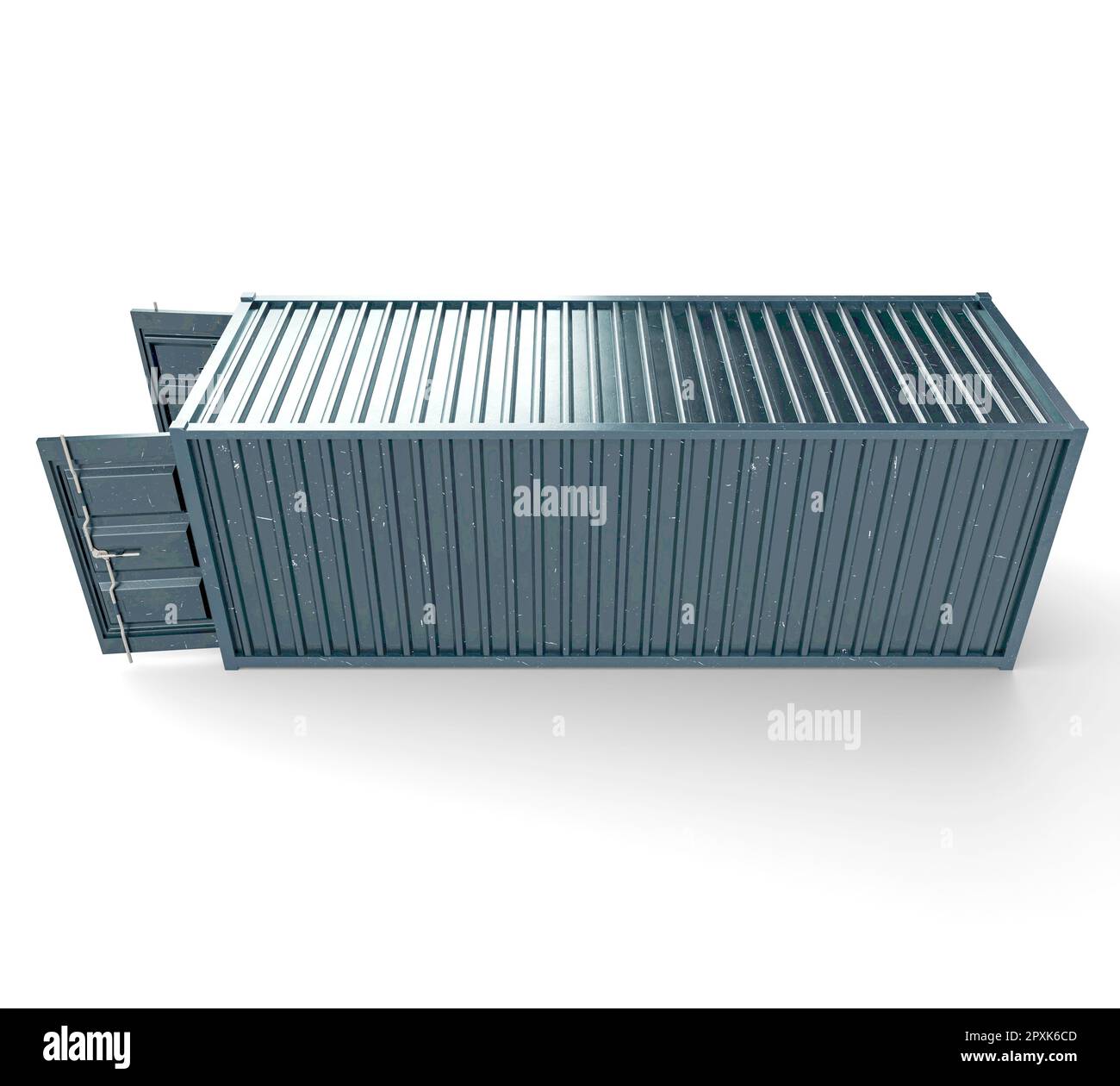 A shipping container with open doors and a locking mechanism on an ...