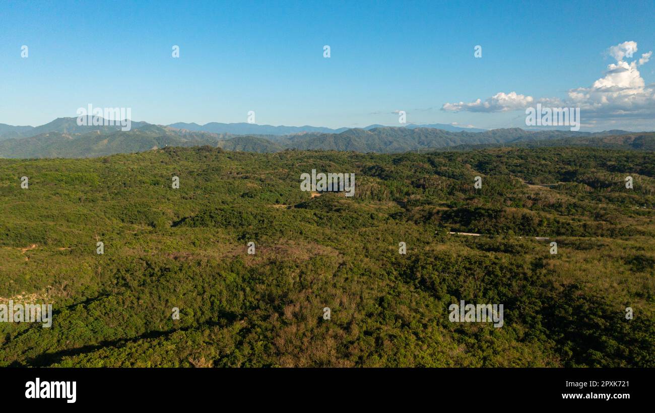 Mountain slopes covered with rainforest and jungle View from above ...