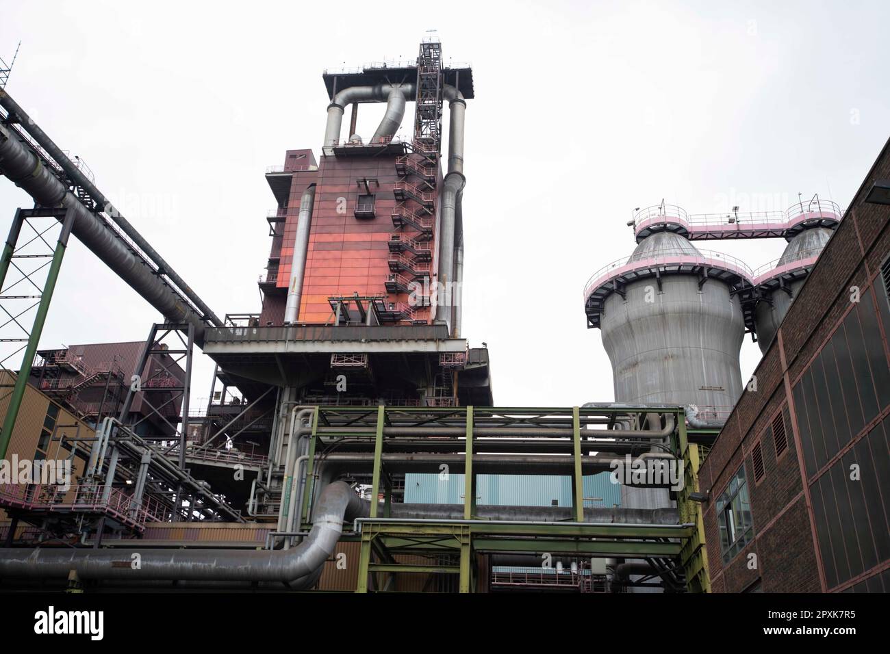 View of Thyssenkrupp Steel's blast furnace 8, which is operated with ...