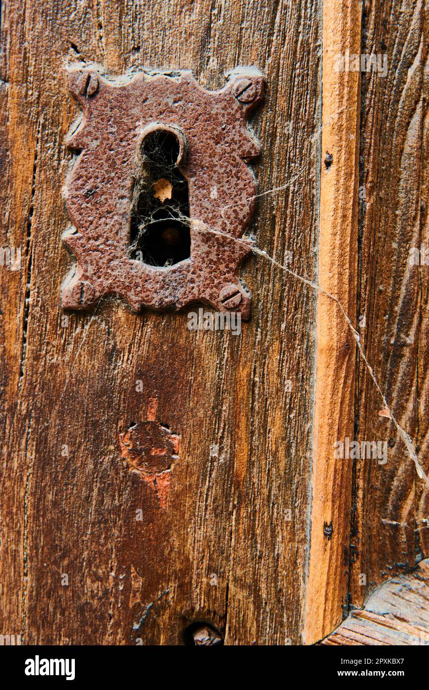 old lock on an old wooden door Stock Photo - Alamy