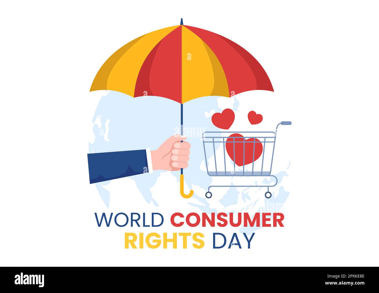 World Consumer Rights Day Illustration with Shopping, Bags and Needs of ...