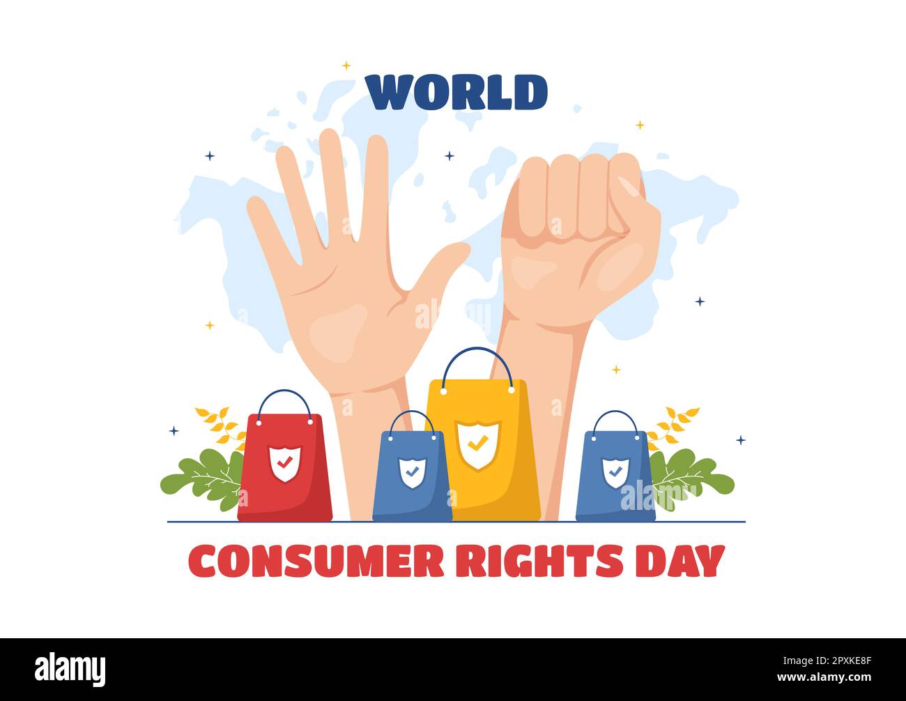 World Consumer Rights Day Illustration with Shopping, Bags and Needs of ...