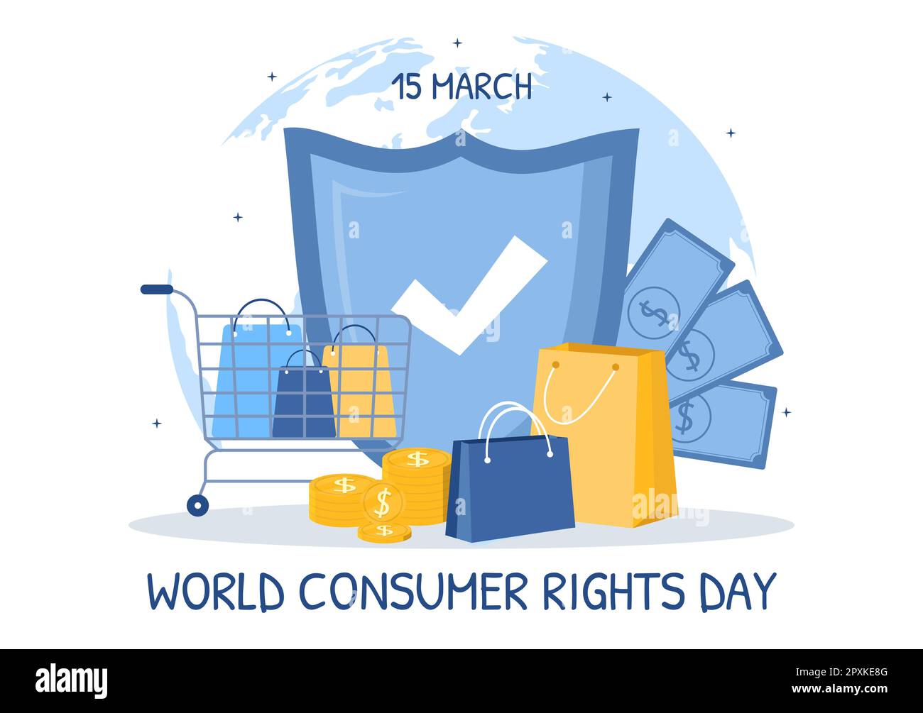 World Consumer Rights Day Illustration with Shopping, Bags and Needs of ...
