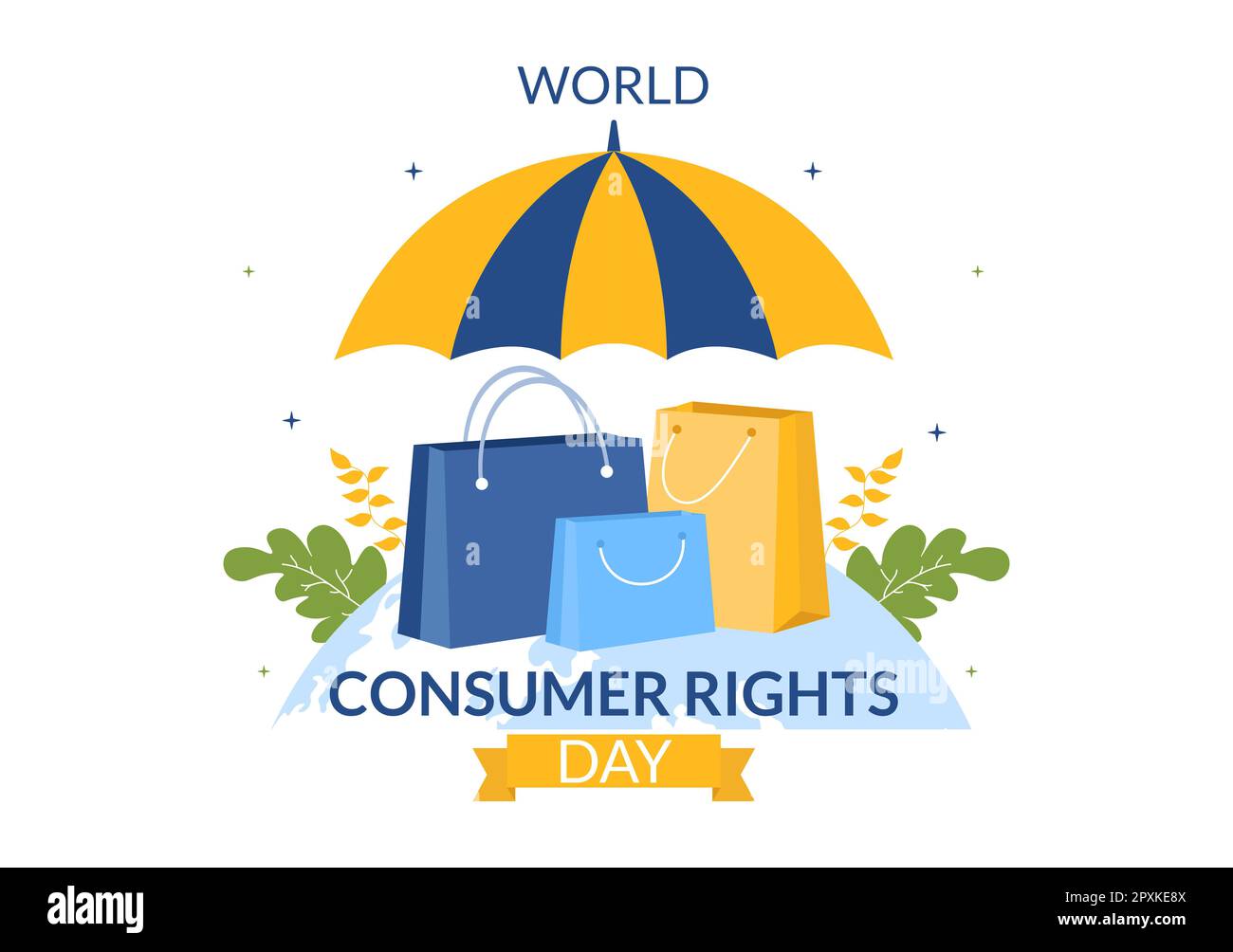 World Consumer Rights Day Illustration with Shopping, Bags and Needs of ...